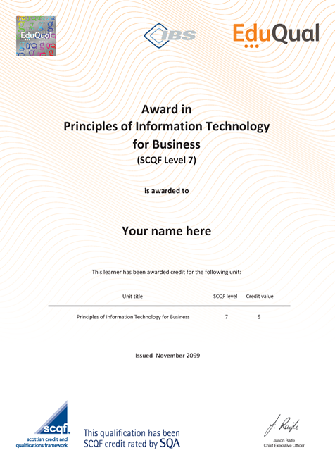 Award in Principles of Information Technology for Business (SCQF Level ...